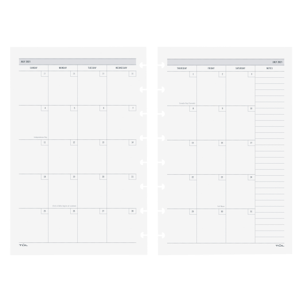 TUL Discbound Academic Weekly/Monthly Planner Refill Pages, Junior Size ...
