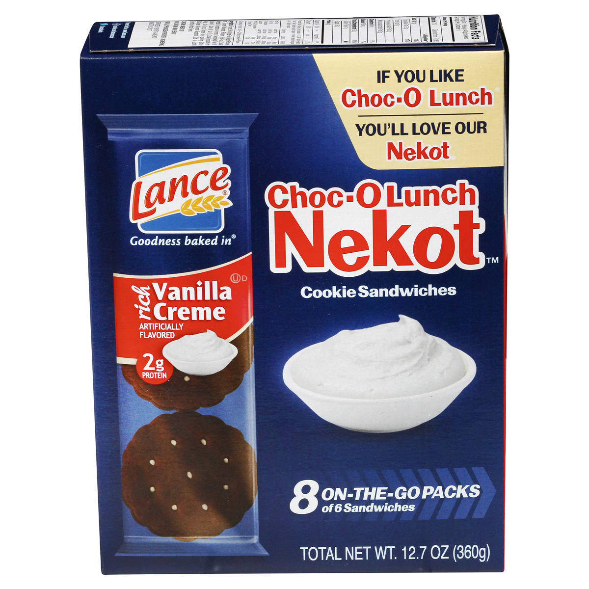Lance Chocolate-O Lunch Nekot Chocolate Creme Cookie Sandwiches 8 ct ...