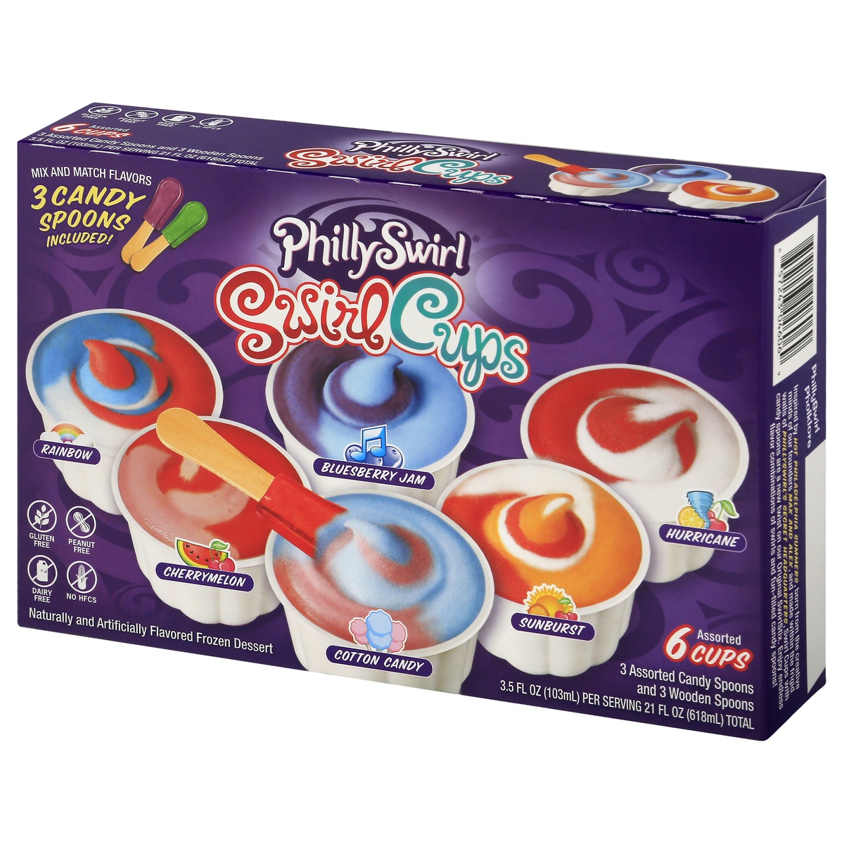 PhillySwirl Swirl Cups with Candy Spoons Assorted Frozen Dessert Cups 6 ...