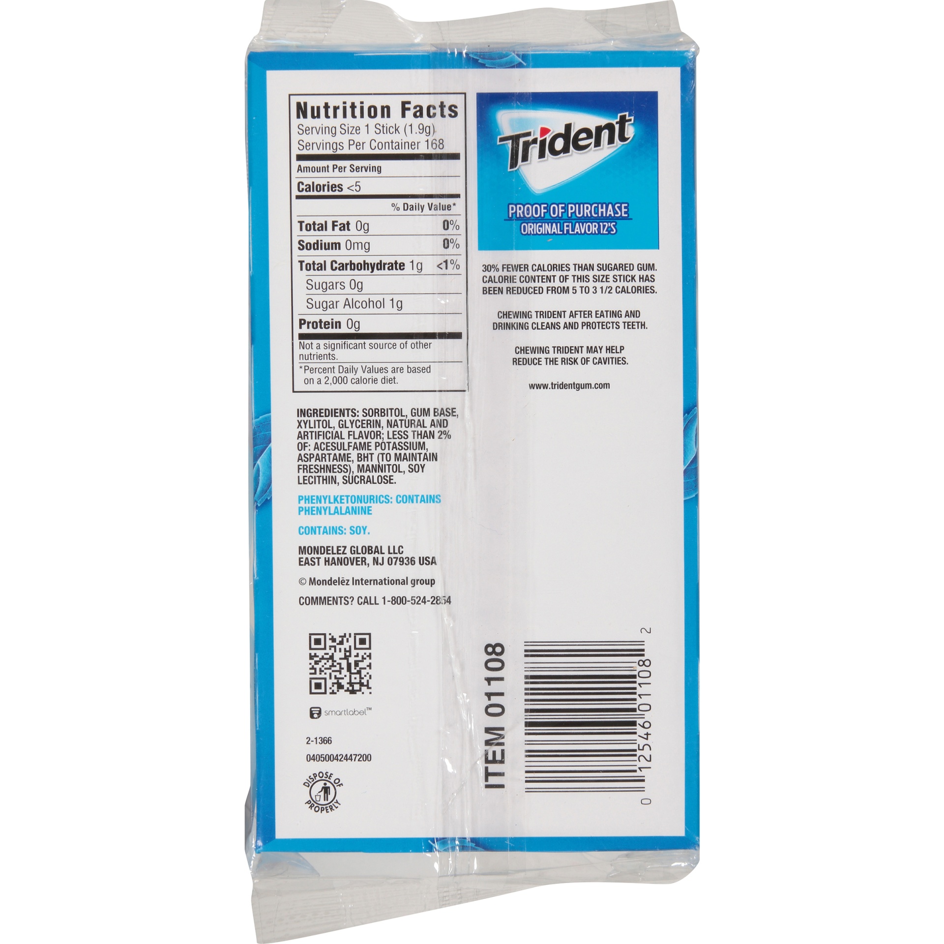 Trident Original Flavor Sugar Free Gum With Xylitol 12-14 Ct Packs 14 ...