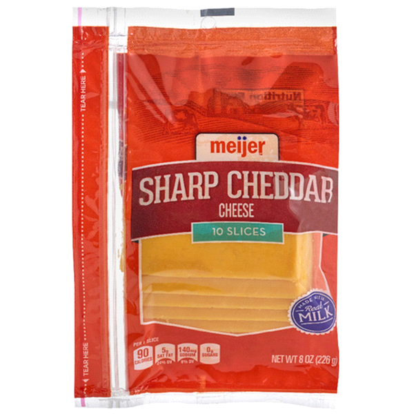 Meijer Sliced Sharp Cheddar Cheese 8 oz | Shipt