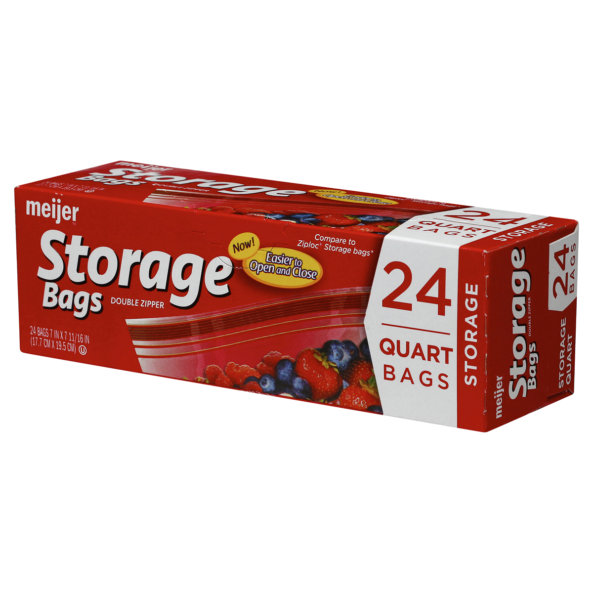 Meijer Re-Closable Double Zipper Quart Storage Bags 24 ct | Shipt