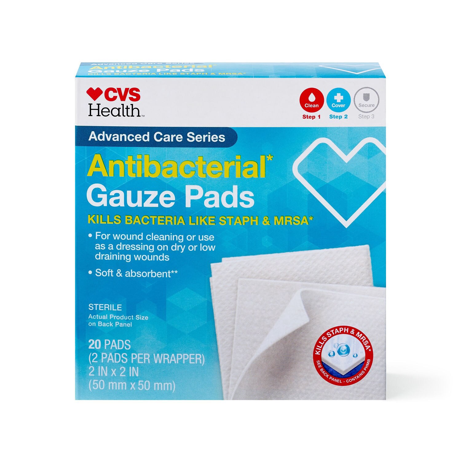 Cvs Sterile Antibacterial Gauze Pads, 2 In X 2 In, 20 Ct 20 ct | shipt
