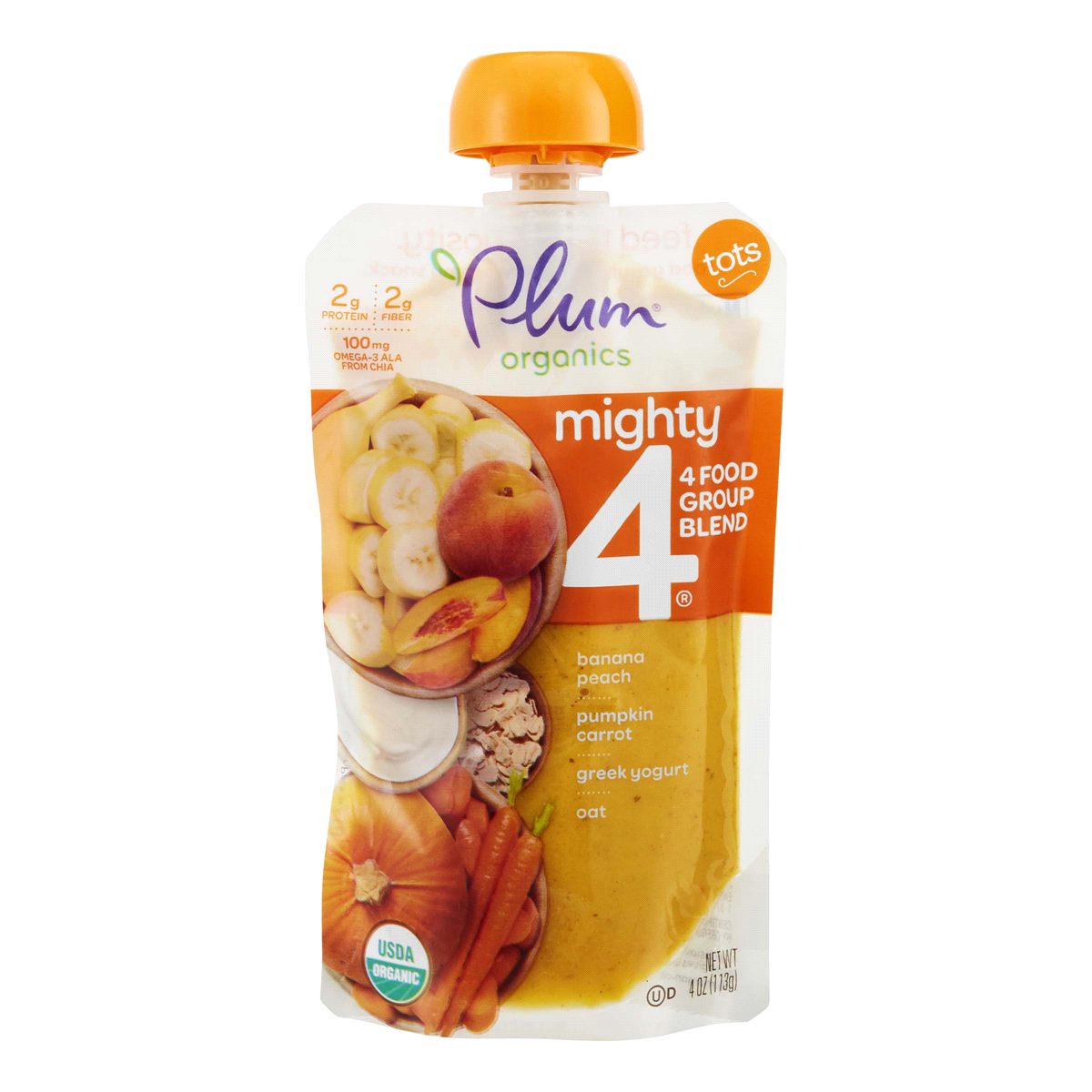 Plum Organics Mighty 4 Tots Banana Peach, Pumpkin Carrot, Greek Yogurt ...