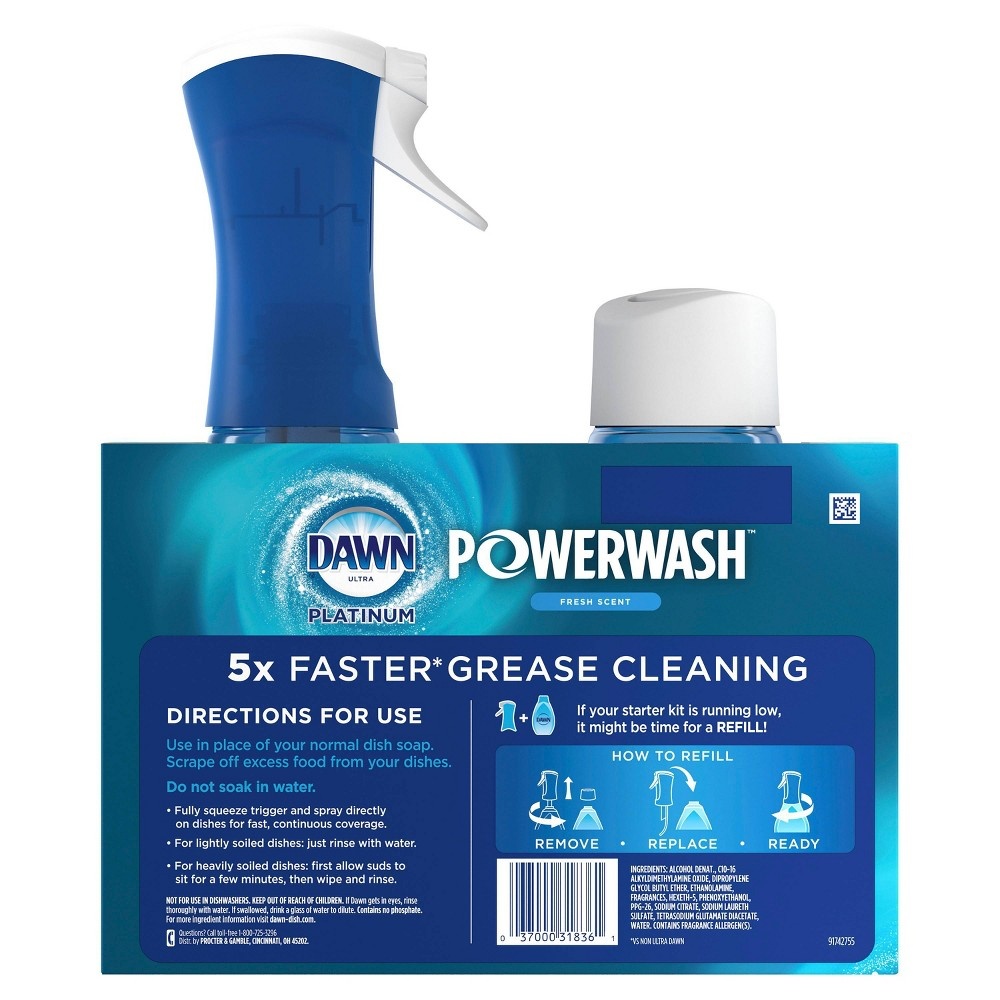 Dawn Powerwash Hand Dishwashing Liquid Fresh Scent Dish Spray Refill 2 ...