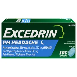 Excedrin PM Pain Reliever and Nighttime Sleep-Aid Caplets for Headache ...