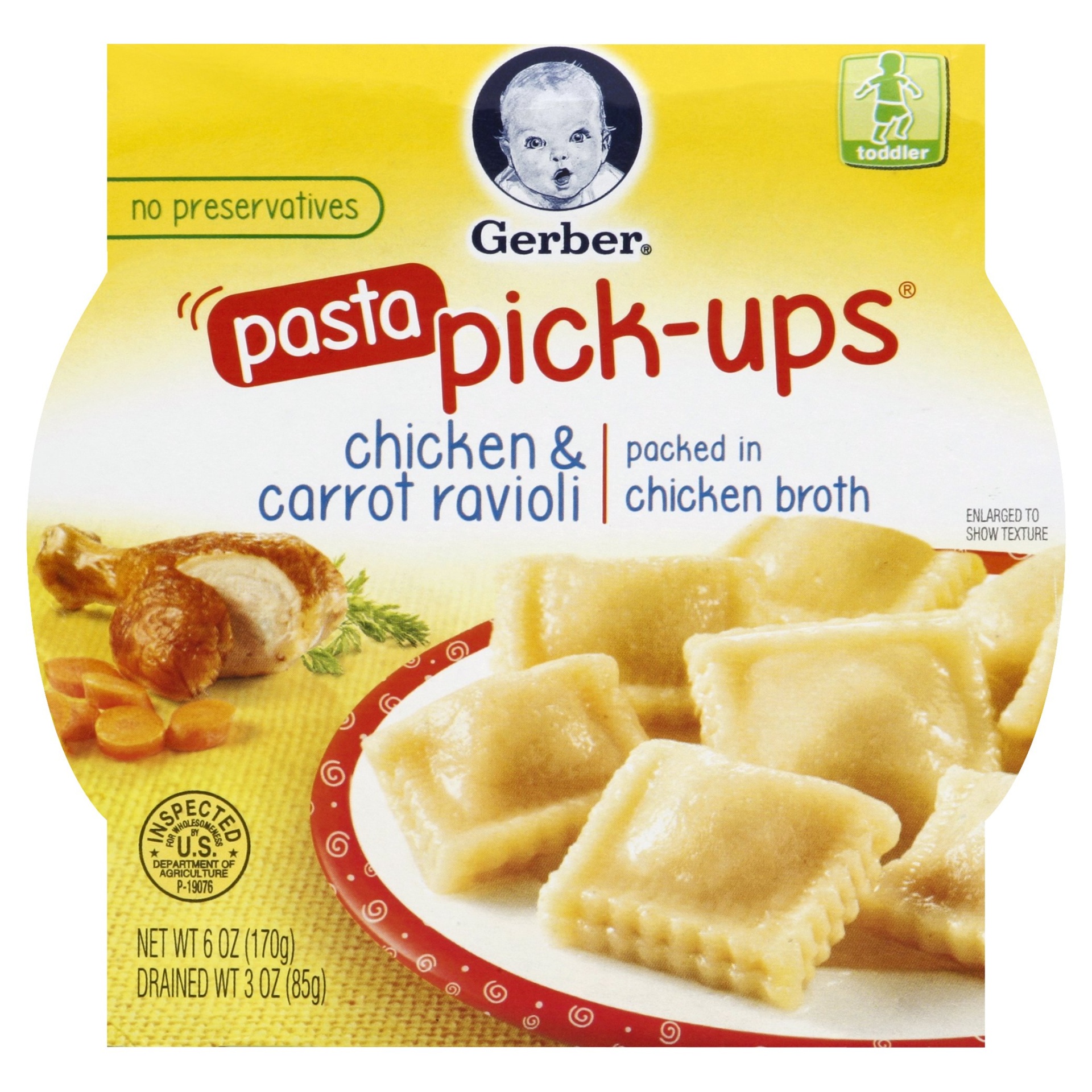 Gerber Graduates Toddlers Pasta Pick Ups Chicken & Carrot Ravioli 6 oz ...