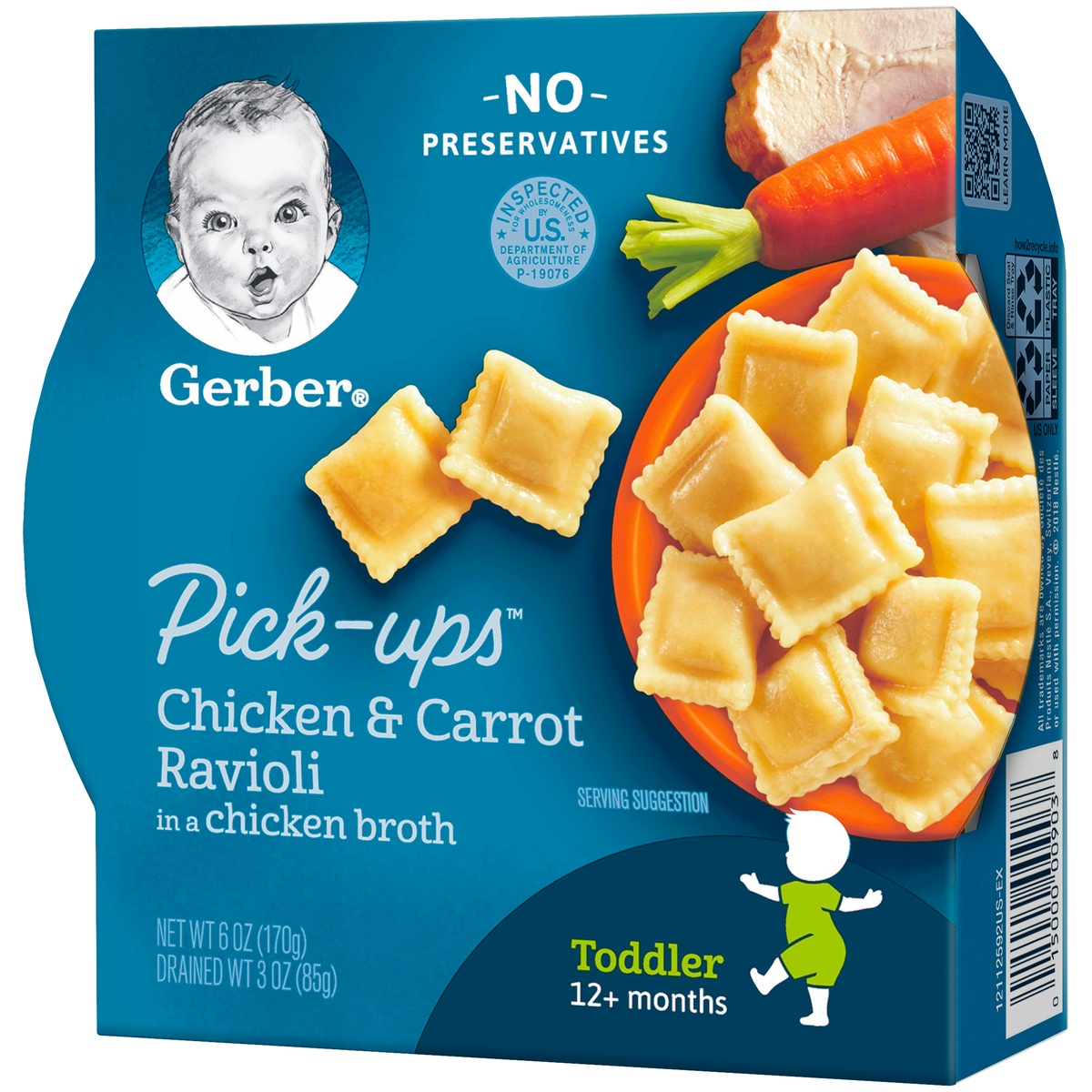 Gerber Graduates Toddlers Pasta Pick Ups Chicken & Carrot Ravioli 6 oz ...