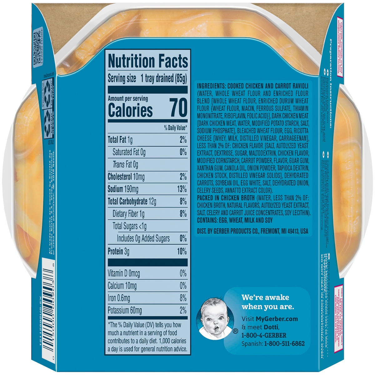 Gerber Graduates Toddlers Pasta Pick Ups Chicken & Carrot Ravioli 6 oz ...