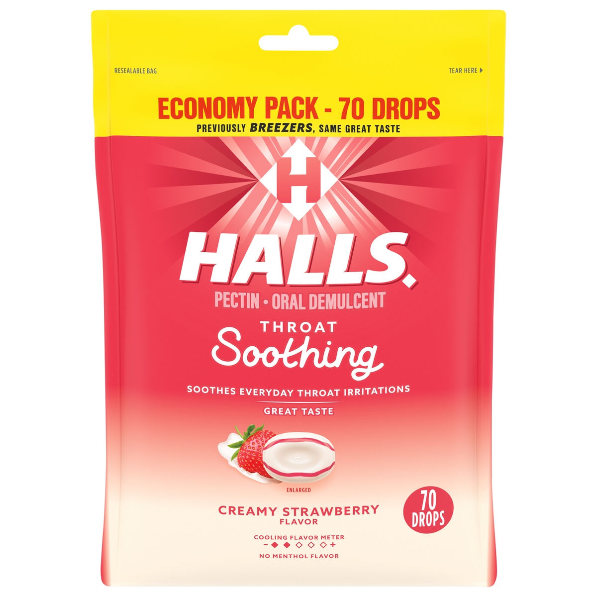 Halls Creamy Strawberry Flavor Throat Soothing 70 ea 70 ct | Shipt
