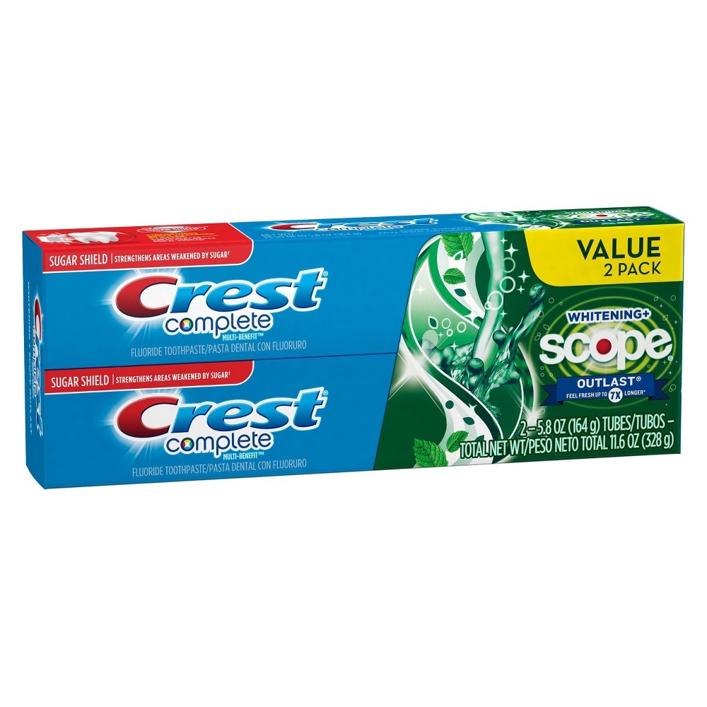 Crest Complete Plus Whitening Scope Long Lasting Mint Toothpaste Value ...