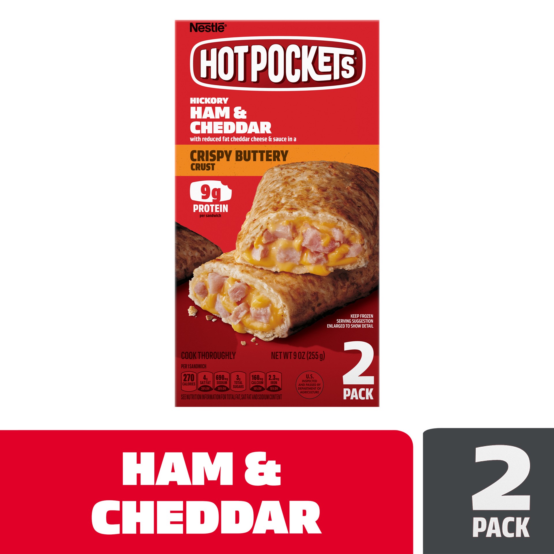 Hot Pockets Frozen Snack Hickory Ham and Cheddar Crispy Buttery Crust ...