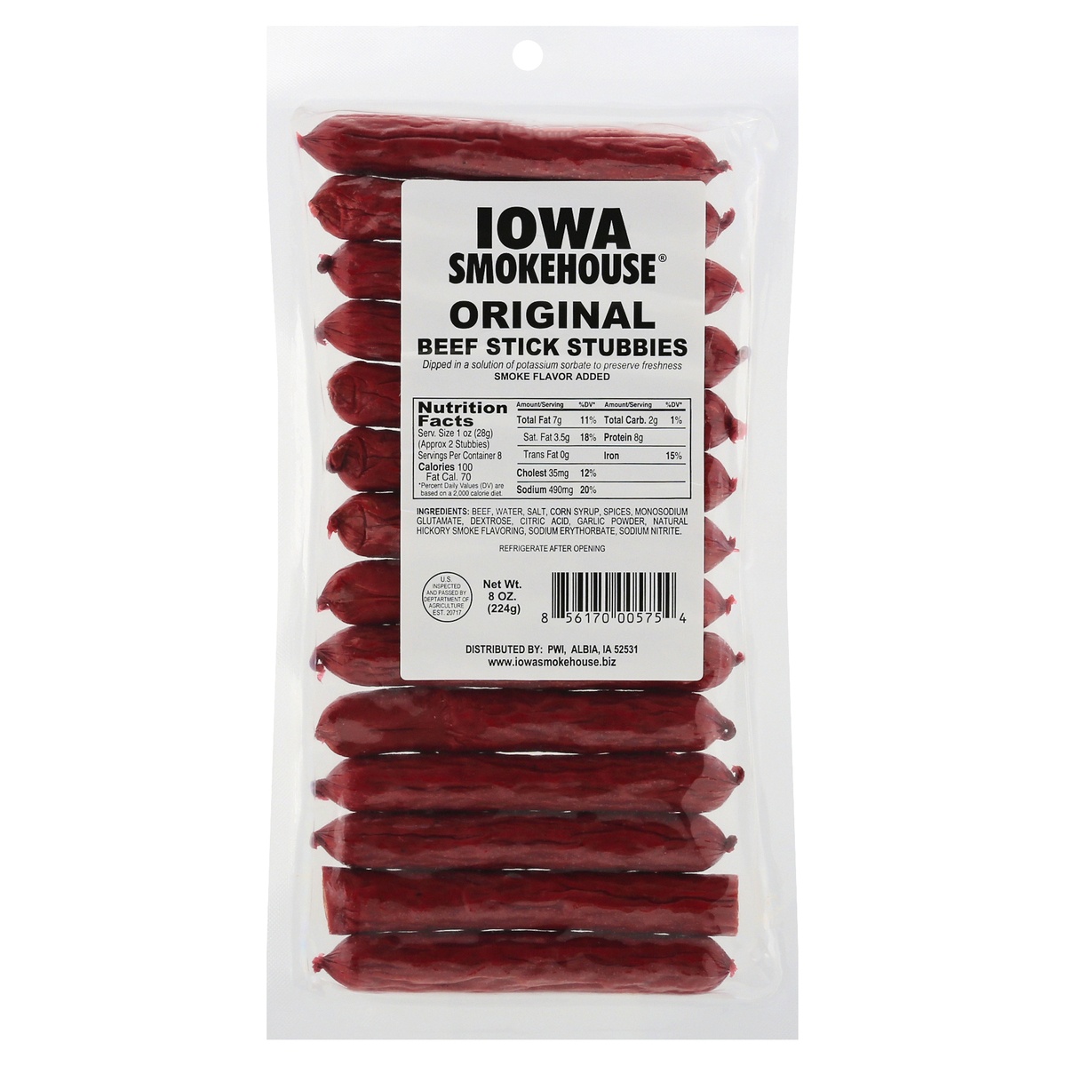 Iowa Smokehouse Beef Stick Stubbies, Original 8 oz | Shipt