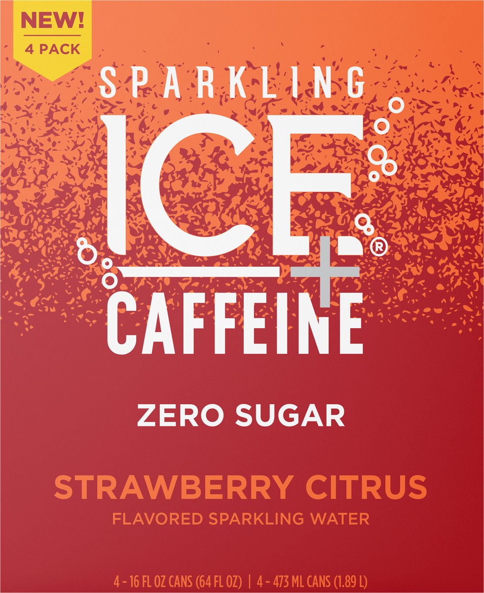 Sparkling ICE + Caffeine 4 Pack Zero Sugar Strawberry Citrus Flavored Sparkling Water 4-16 fl oz ...