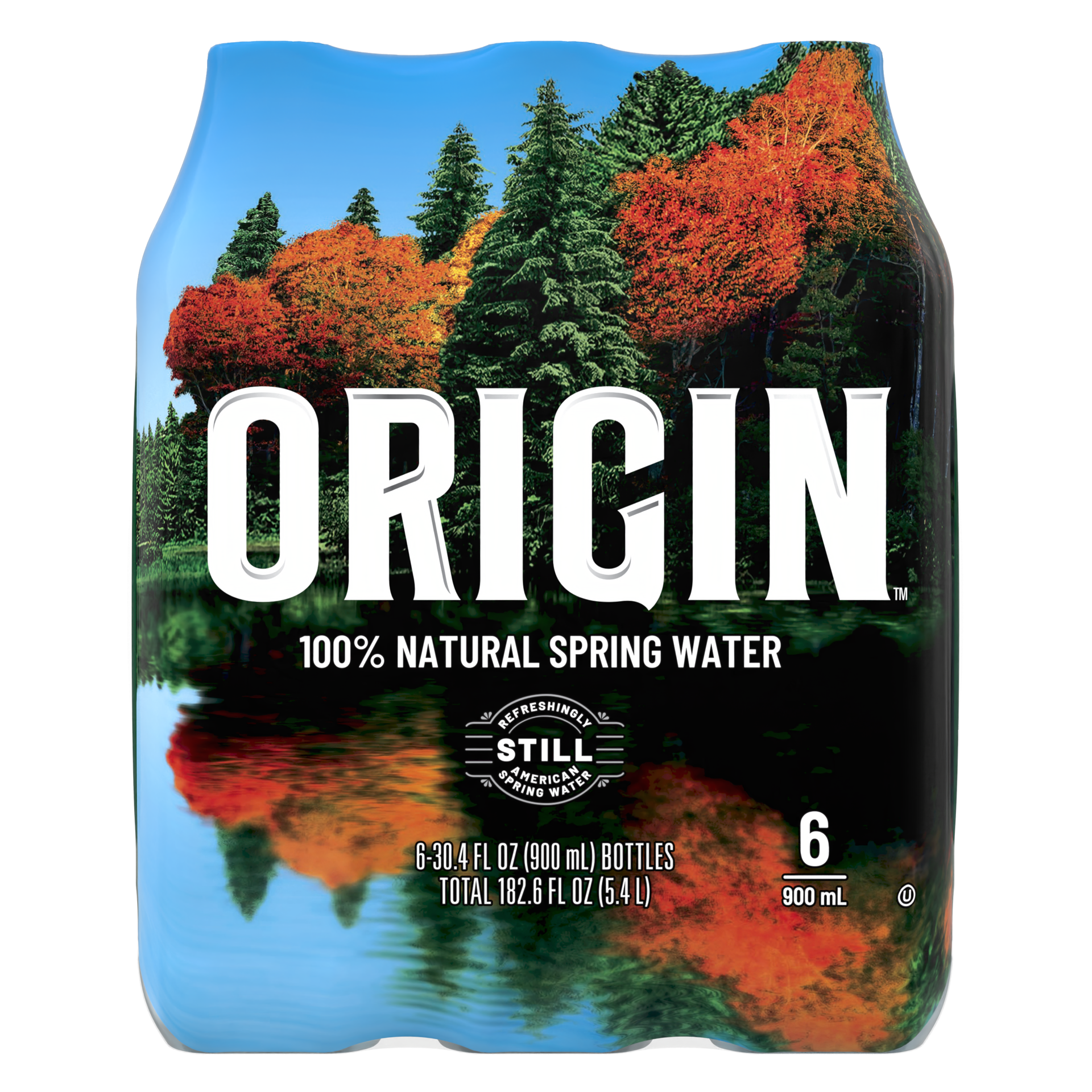ORIGIN, 100% Natural Spring Water, 900 mL, Recycled Plastic Bottle (6 ...