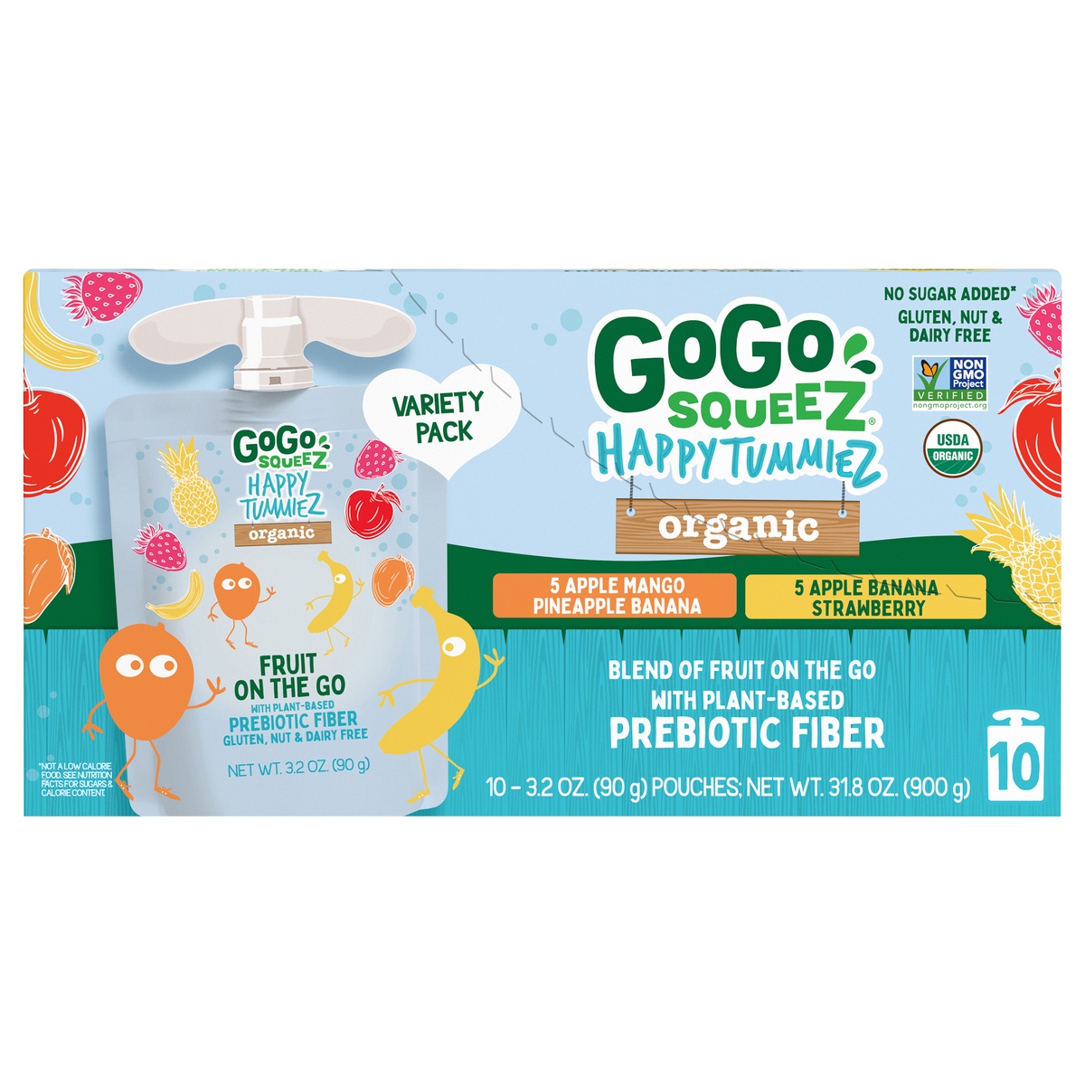 GoGo SqueeZ Happy Tummiez Fruit On the Go Variety Pack 10 ct | Shipt