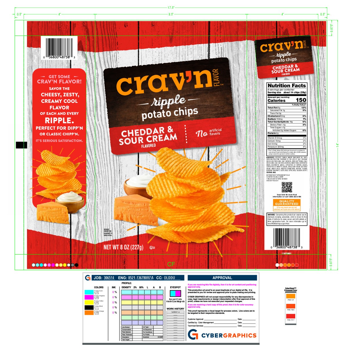 Crav'n Flavor Ripple Cheddar & Sour Cream Potato Chips 8 oz 8 oz | Shipt