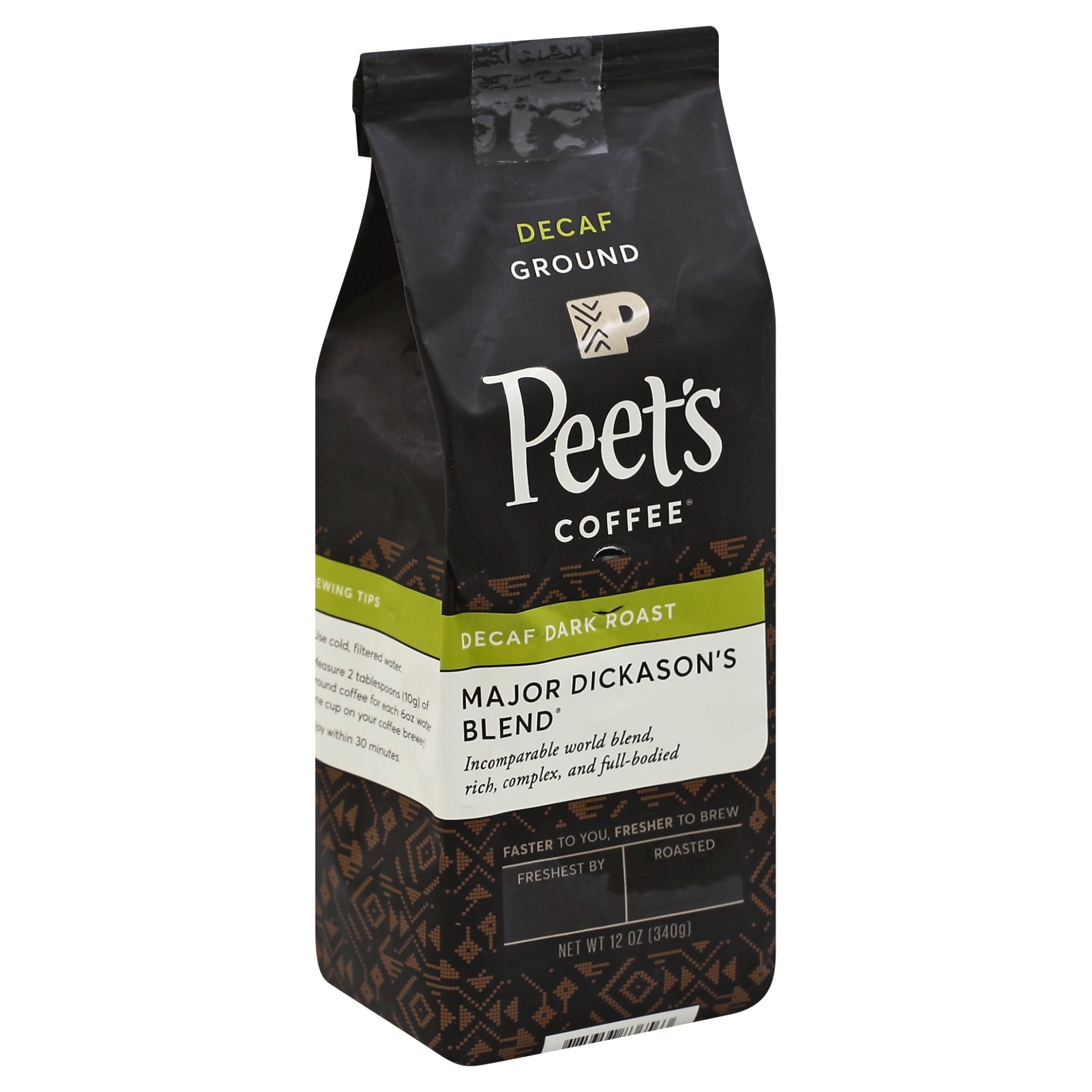 Peet's Coffee Decaf Major Dickason's Blend Dark Roast Ground Coffee 12 ...