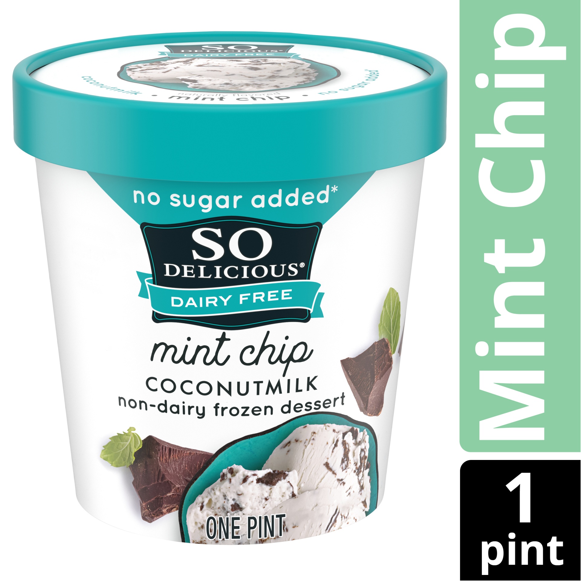 So Delicious Dairy Free No Sugar Added Mint Chip Coconut Milk Frozen ...