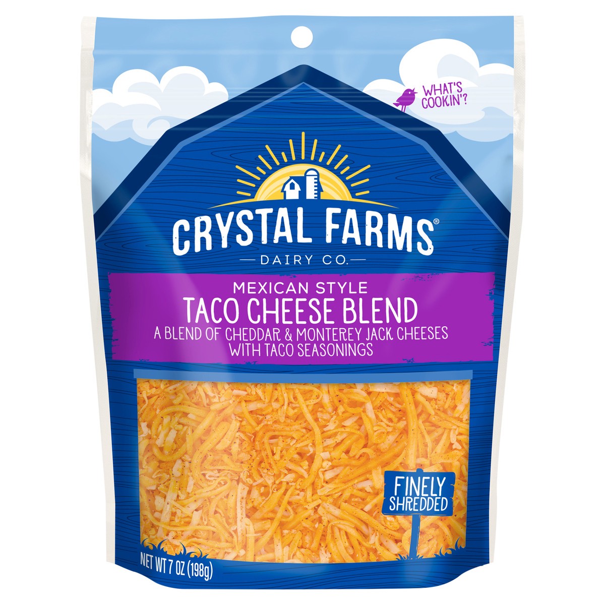Crystal Farms Cheese, Mexican Style, Finely Shredded, Taco Cheese Blend ...