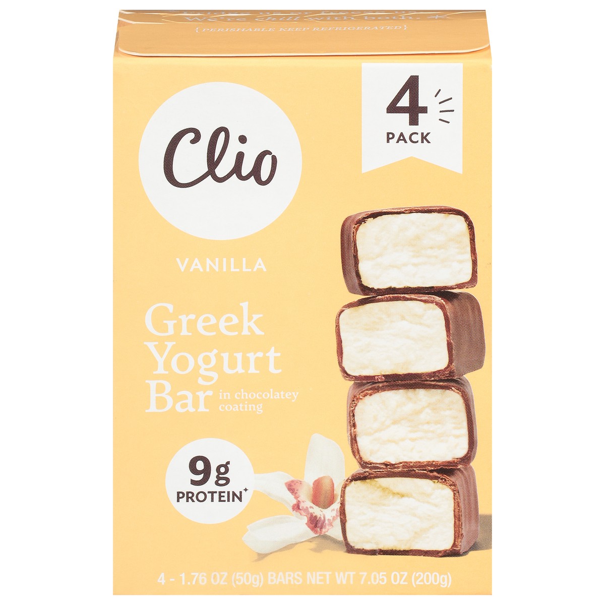 Clio Greek Vanilla Yogurt Bar in Chocolatey Coating 4 - 1.76 oz Bars 4 ...
