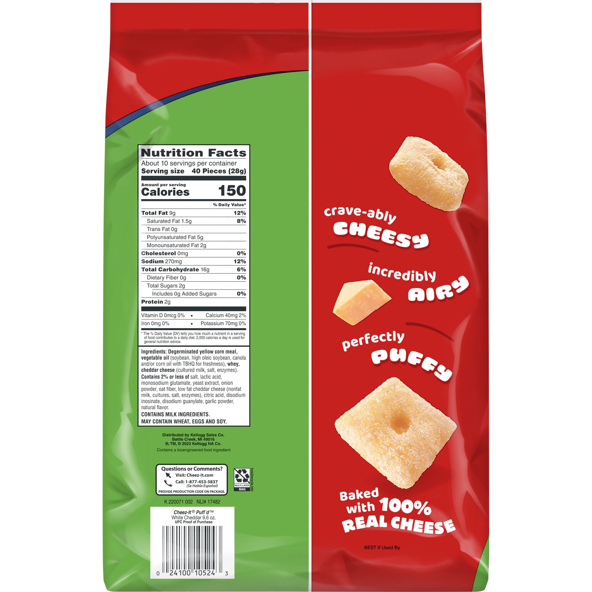 Cheez-It Puff'd Cheesy Baked Snacks, White Cheddar, 9.6 oz 9.6 oz | shipt