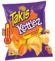 Takis Habanero Fury Kettlez 2.5 oz Snack Size Bag, Habanero Flavored ...