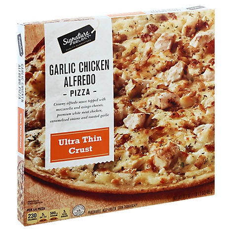 Signature Select Pizza Ultra Thin Crust Garlic Chicken Alfredo Frozen ...