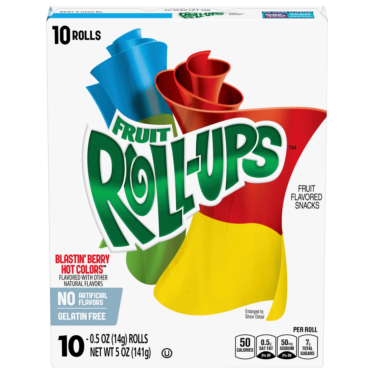 Fruit Roll-Ups Blastin' Berry Hot Colors Fruit Flavored Snacks 10 0.5 ...