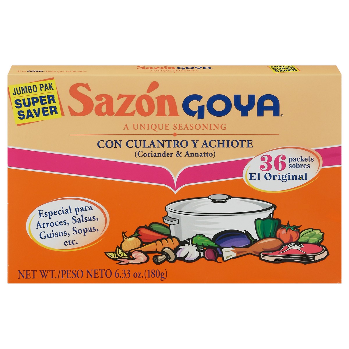 Sazon Goya Unique Seasoning with Coriander & Annatto - 6.33oz 6.33 oz ...