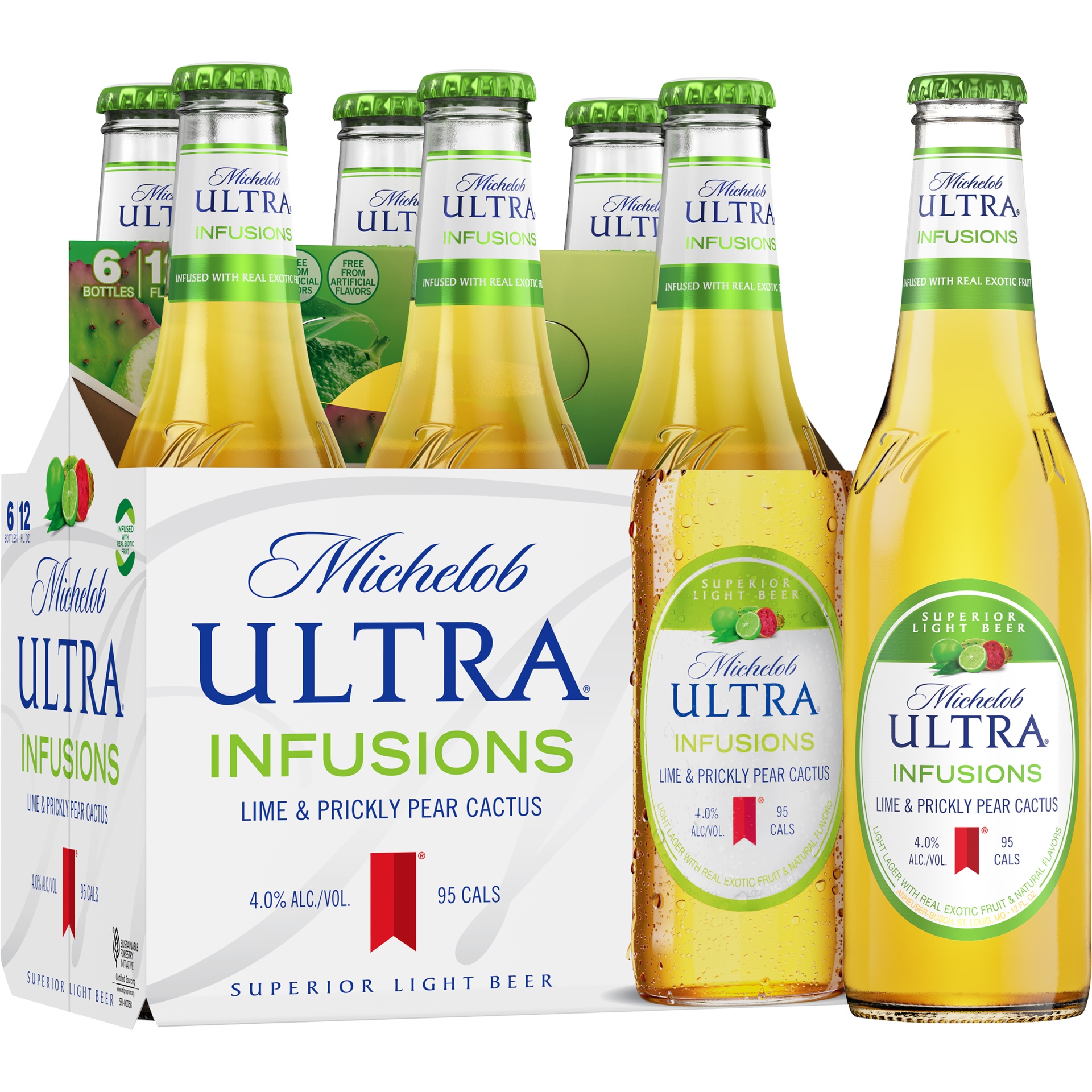 Michelob ULTRA Infusions Lime & Prickly Pear Cactus Light Beer Beer 6 ...