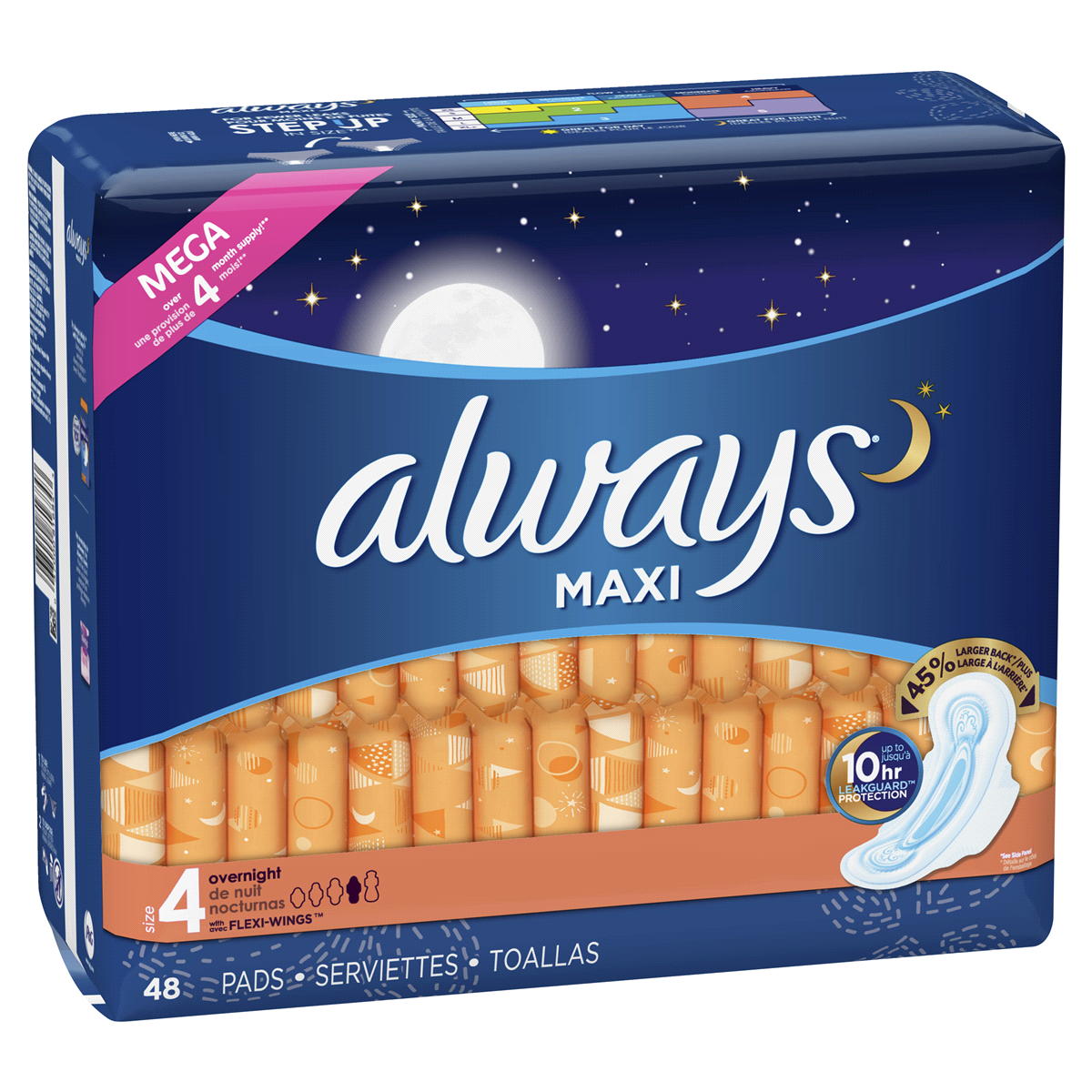 Always Maxi, Size 4, Overnight Pads With Wings, Unscented 48 ct | Shipt Always Maxi, Size 4, Overnight Pads With Wings, Unscented 48 ct | Shipt