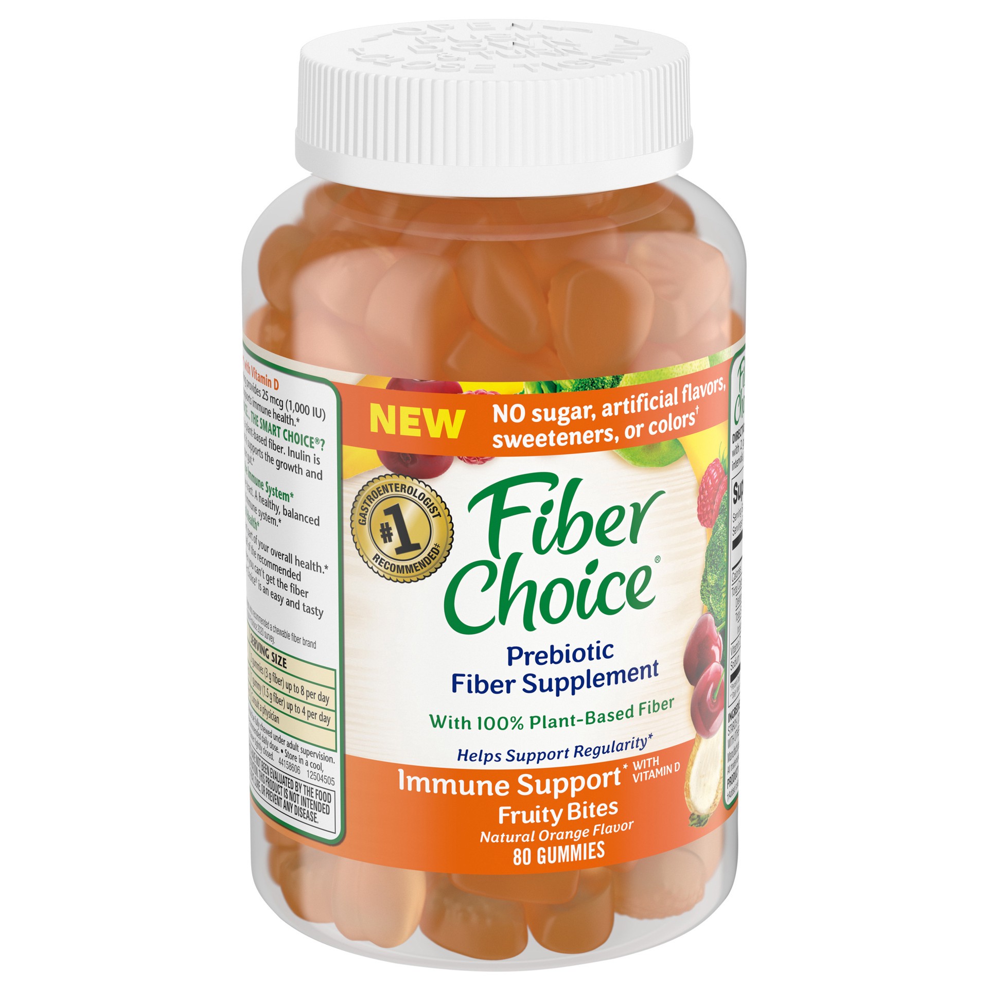 FIBER CHOICE Prebiotic Fiber with Vitamin D Orange Flavor Gummies 80ct ...