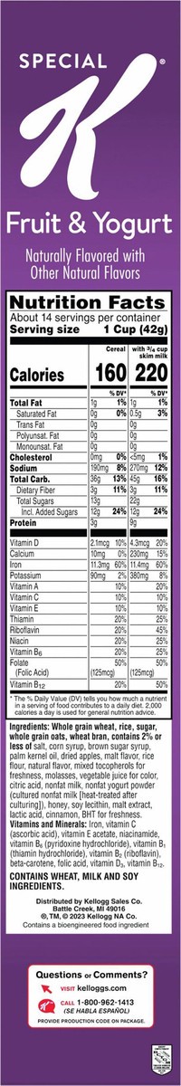 Special K Kellogg's Special K Breakfast Cereal Fruit and Yogurt, Good Source of Fiber, 22 oz 22 ...