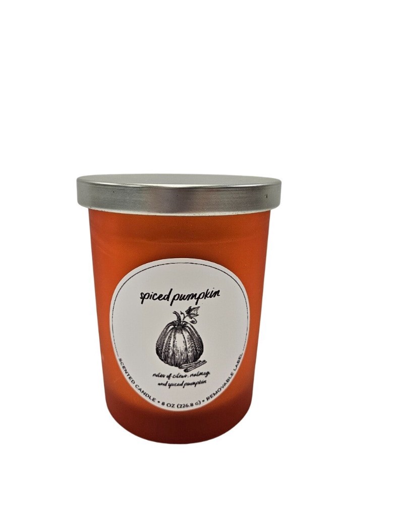 HD Designs Halloween Frosted Jar Candle Orange Spiced Pumpkin 8 oz | shipt