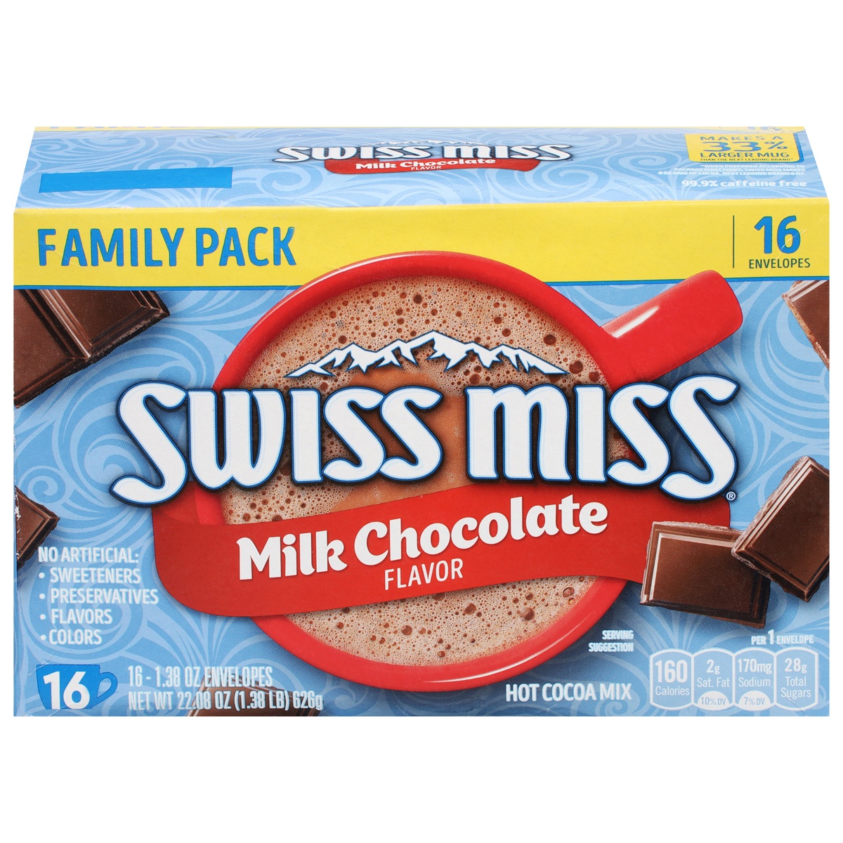 Swiss Miss Milk Chocolate Flavor Hot Cocoa Mix Family Pack Envelope 16 ...