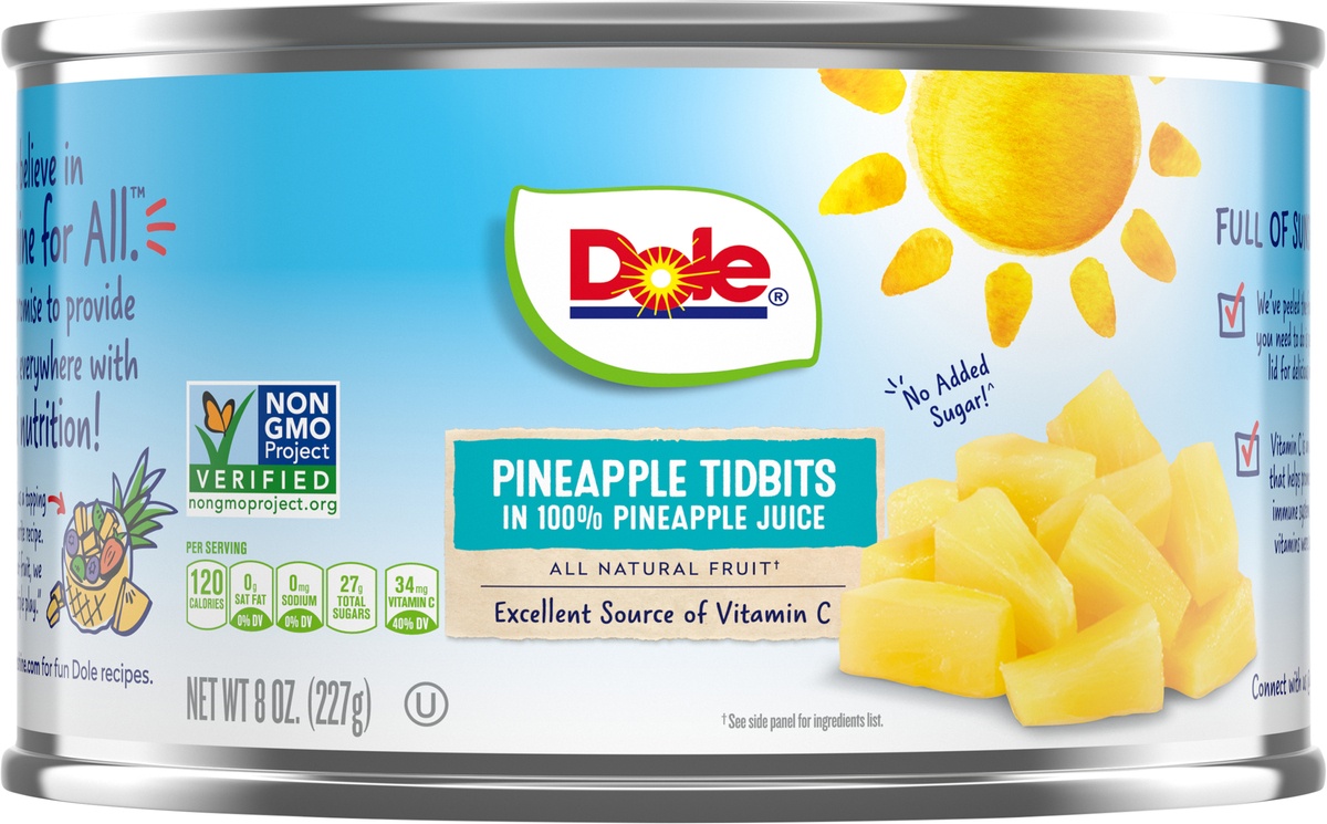 Dole Pineapple Tidbits in 100% Pineapple Juice 8 oz | Shipt