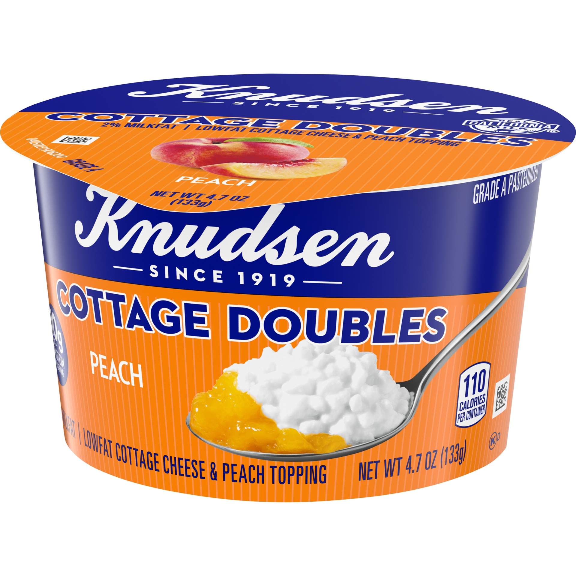 Knudsen Cottage Doubles Lowfat Cottage Cheese & Peach Topping with 2% ...