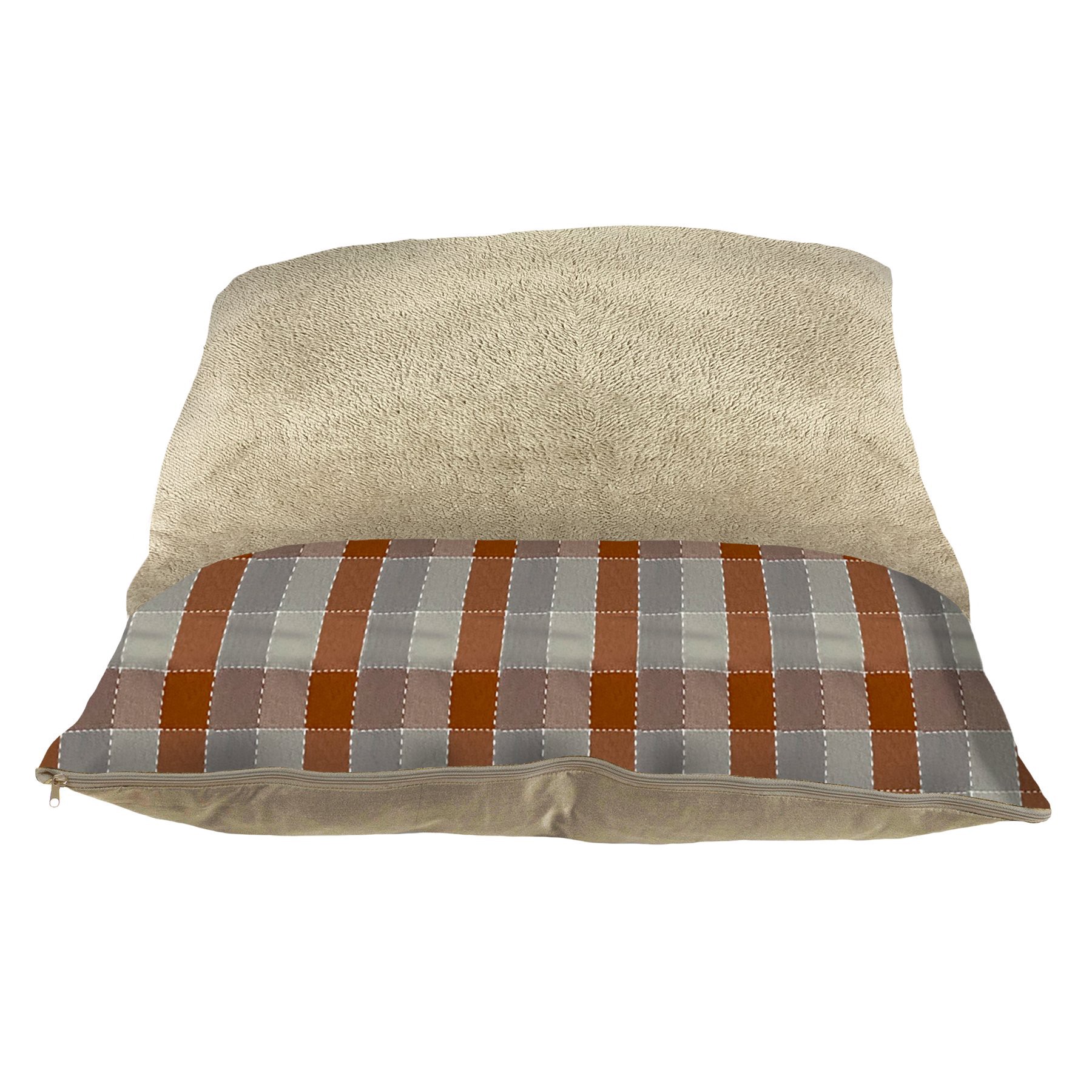 Happy Tails 27"X36" Sherpa Pet Bed - Orange Plaid & Cream 1 ct | shipt
