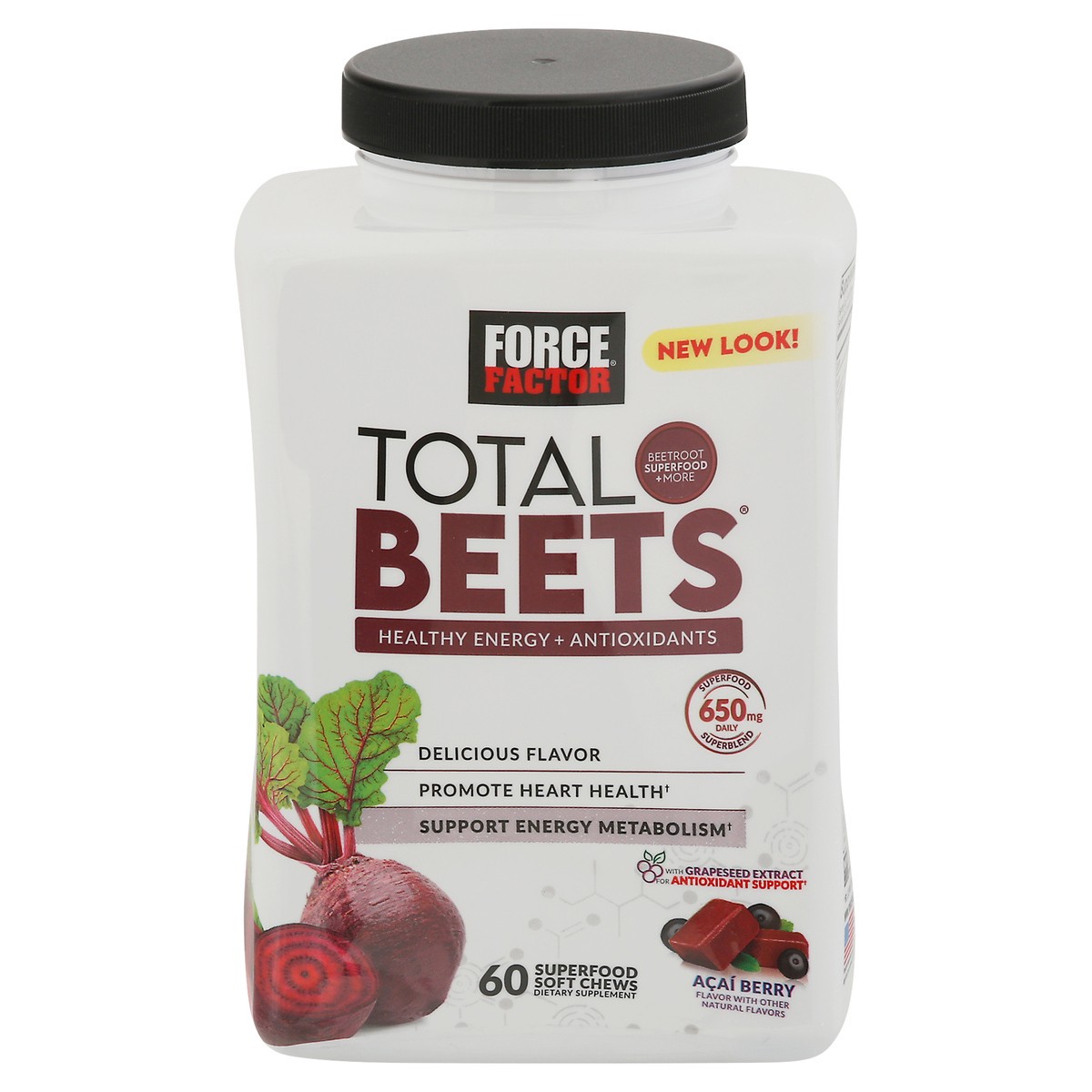 Force Factor Total Beets, Acai Berry flavored Chews 60 ct | Shipt