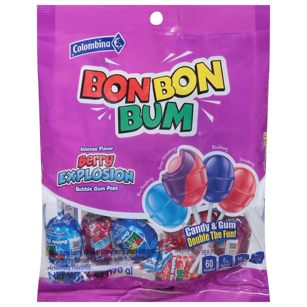 CANDY DSD Columbina Bon Bon Bum Bayas(Berry Explosion Bubble Gum Pops) 1 ct | shipt