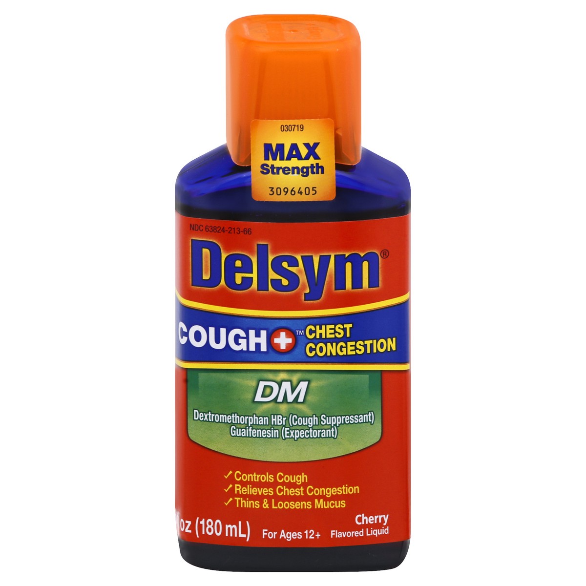 Max Strength Delsym Cough Plus Chest Congestion DM Liquid, Cherry ...