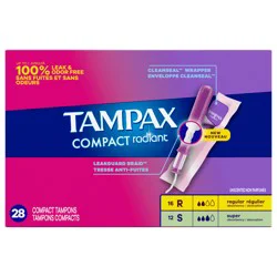 Tampax Compact Radiant Tampons Multipack, with LeakGuard Braid ...