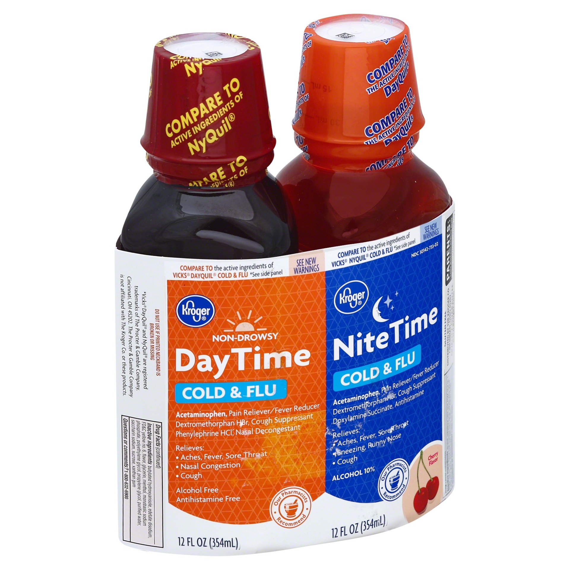 Kroger Daytime/Nitetime Cherry Flavored Liquid Cold & Flu Relief 2 ct ...