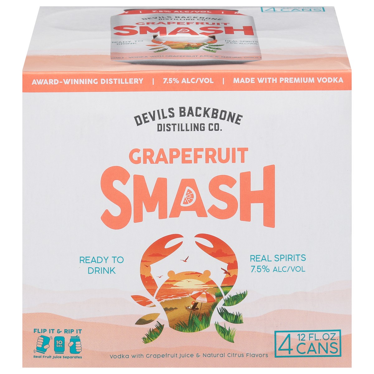 Devils Backbone Distilling Co. Smash Grapefruit Vodka 4 - 12 fl oz Cans ...