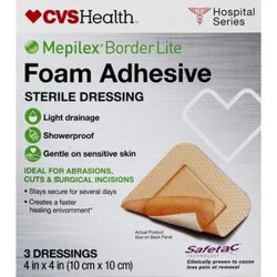 CVS Health Mepilex Border Lite Foam Adhesive Sterile Dressings, 4 In X ...