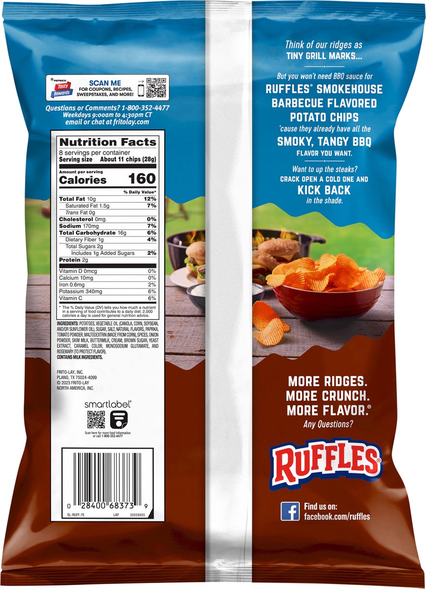 Ruffles Potato Chips Smokehouse Barbecue Flavored 8 Oz 8 oz | Shipt