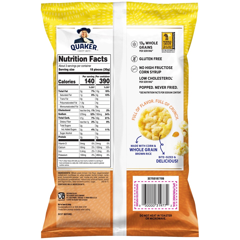 Quaker Popped Butter Popcorn Rice Crisps 3.03 oz | Shipt