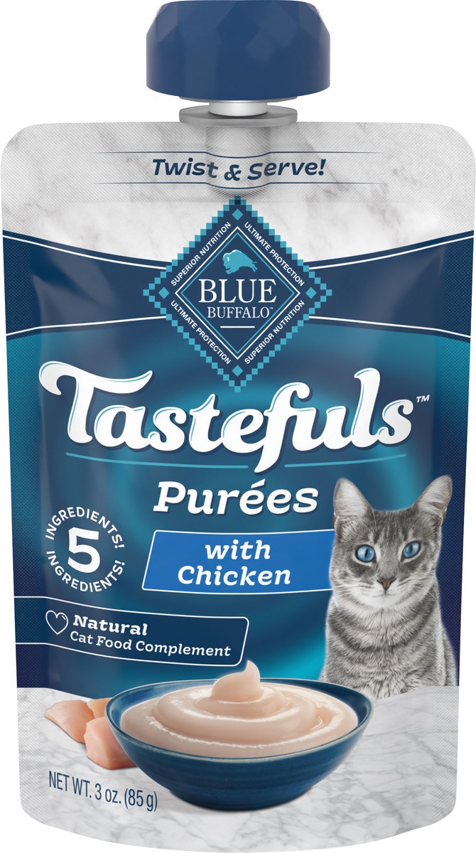 Blue Buffalo Tastefuls Adult Cat Natural Purées, Chicken 3-oz ...