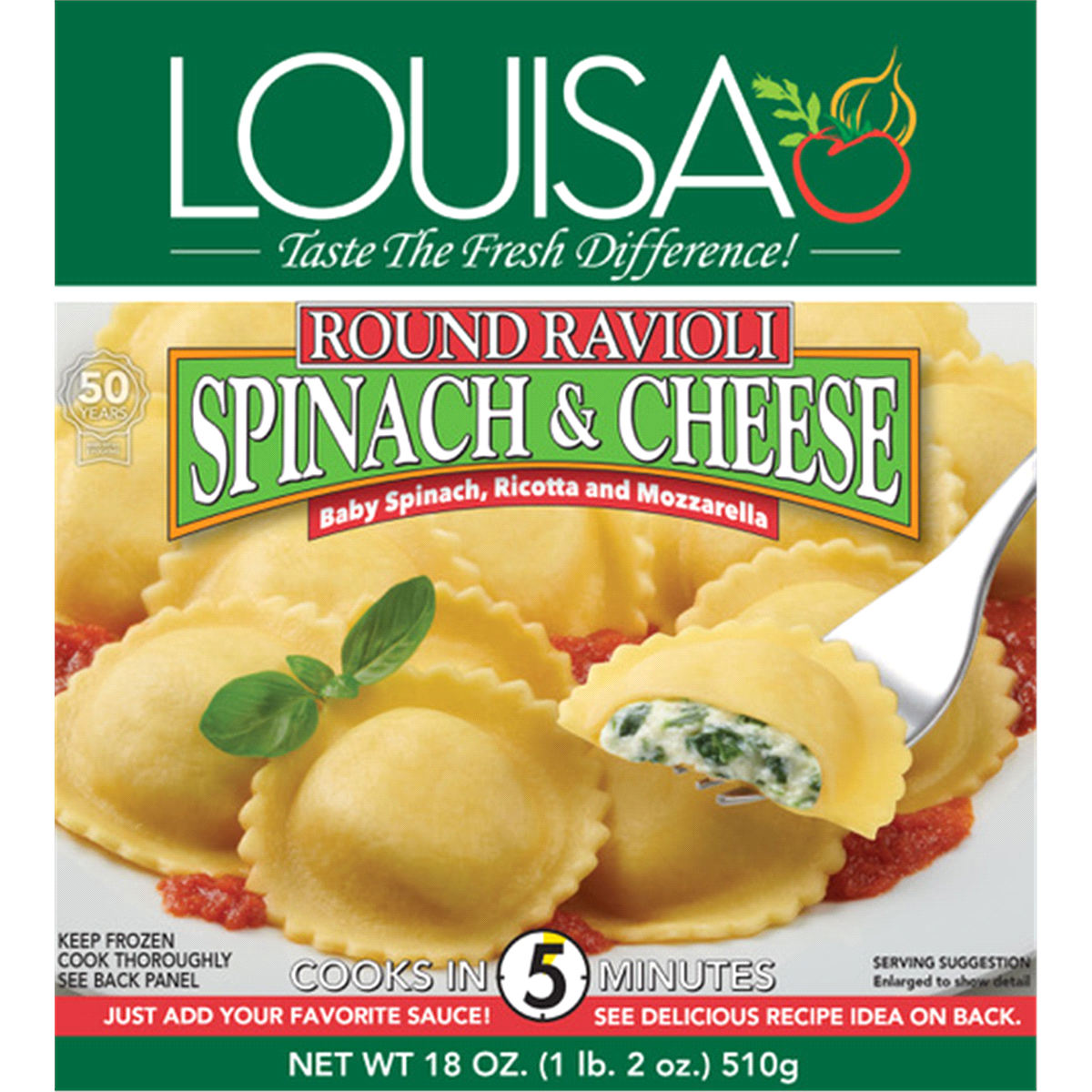 Louisa Spinach & Cheese Mezzaluna Ravioli 18 oz | Shipt
